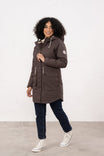 Isobel Coat. Faux Fur Lined Padded Raincoat in Cocoa| Lighthouse