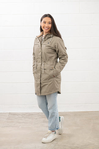 Isobel Coat. Faux Fur Lined Padded Raincoat | Lighthouse