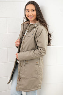 Isobel Coat. Faux Fur Lined Padded Raincoat | Lighthouse